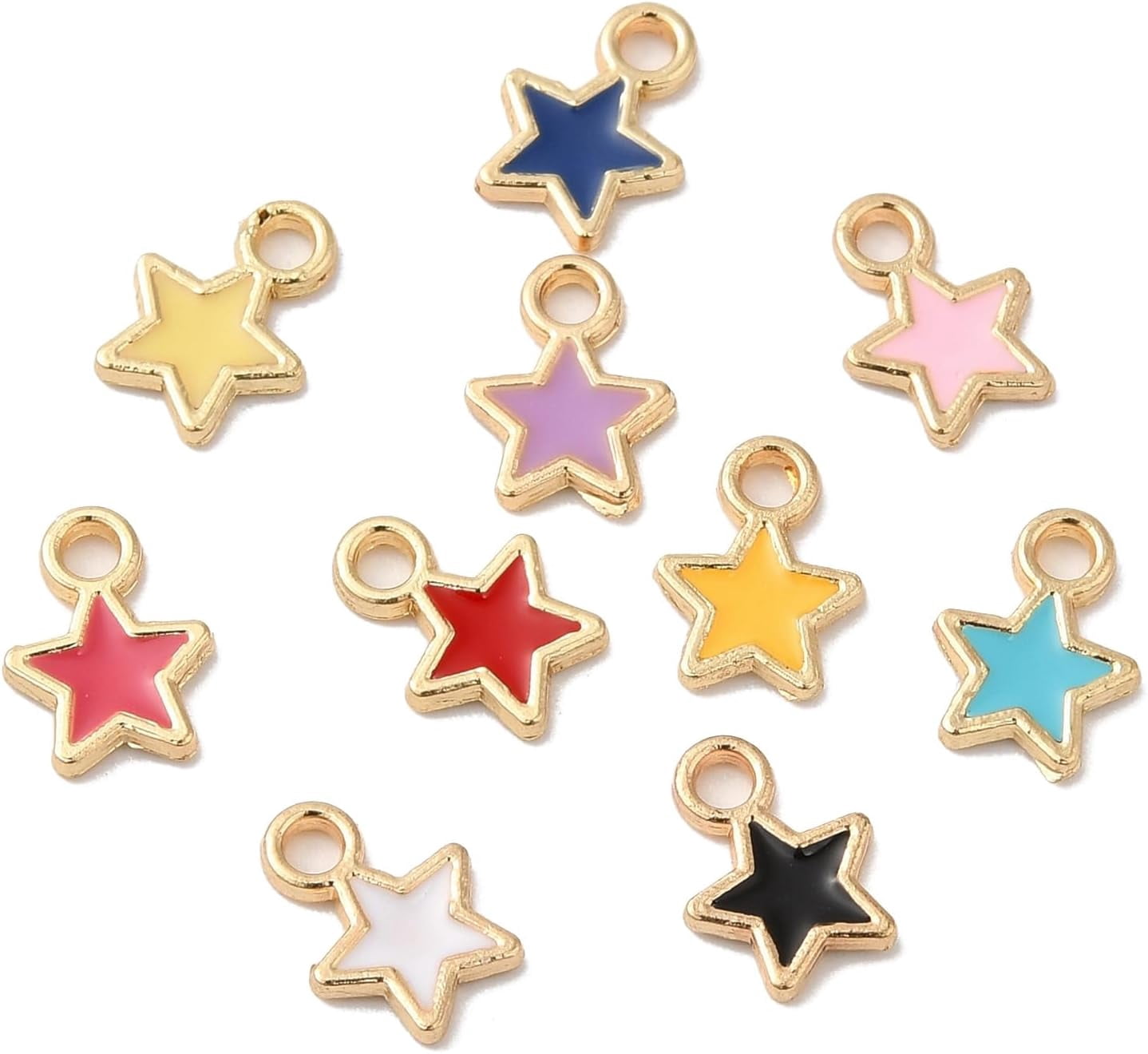 100pcs 100Pcs Alloy Enamel Star Pendants Star Charm Mixed Color Metal ...