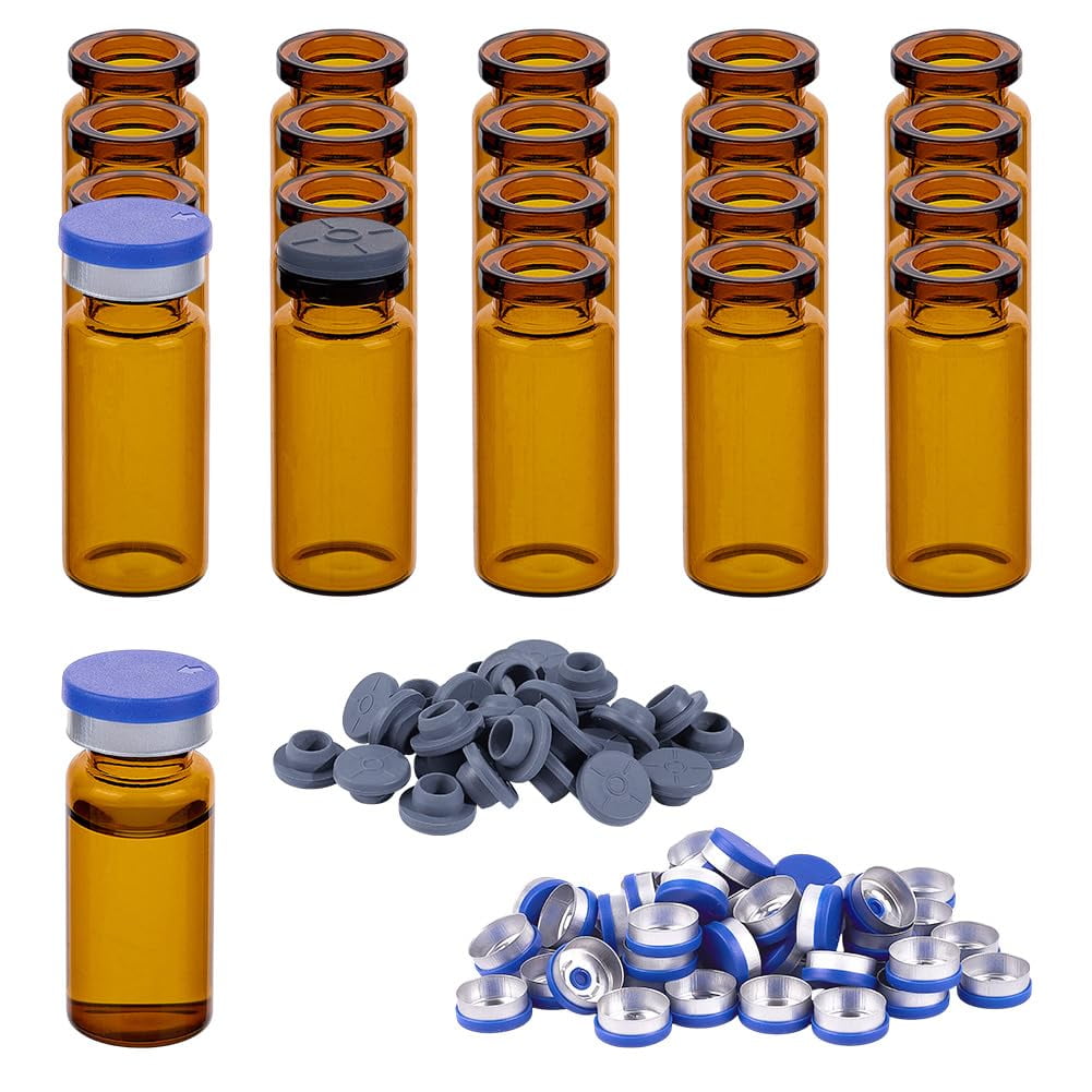 100pcs 10ml/0.34oz Brown Sealed Sample Vials Glass Sample Vials with ...