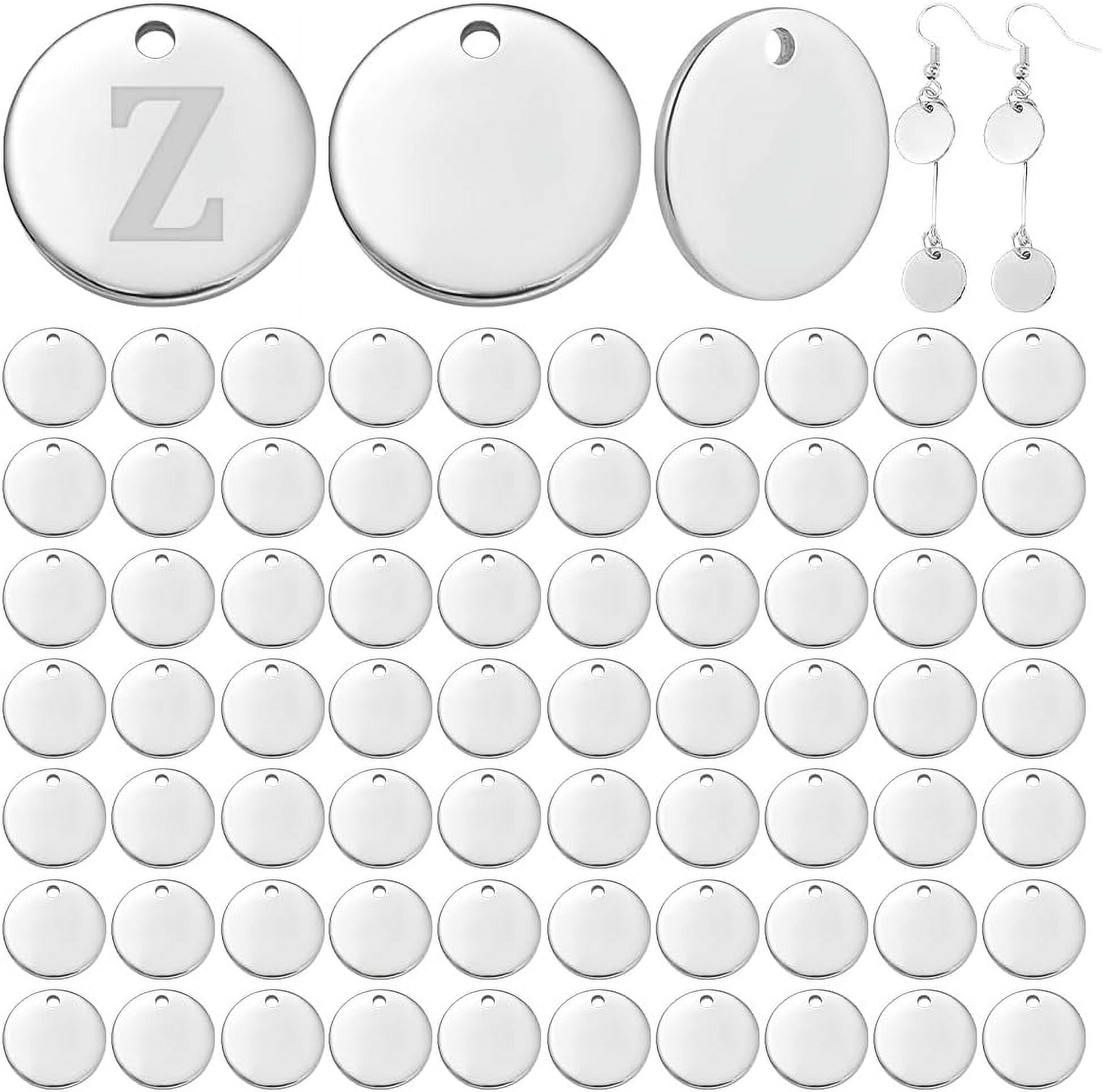 100pcs 12mm 304 Stainless Steel Stamping Blank Tag Pendants, Flat Round ...