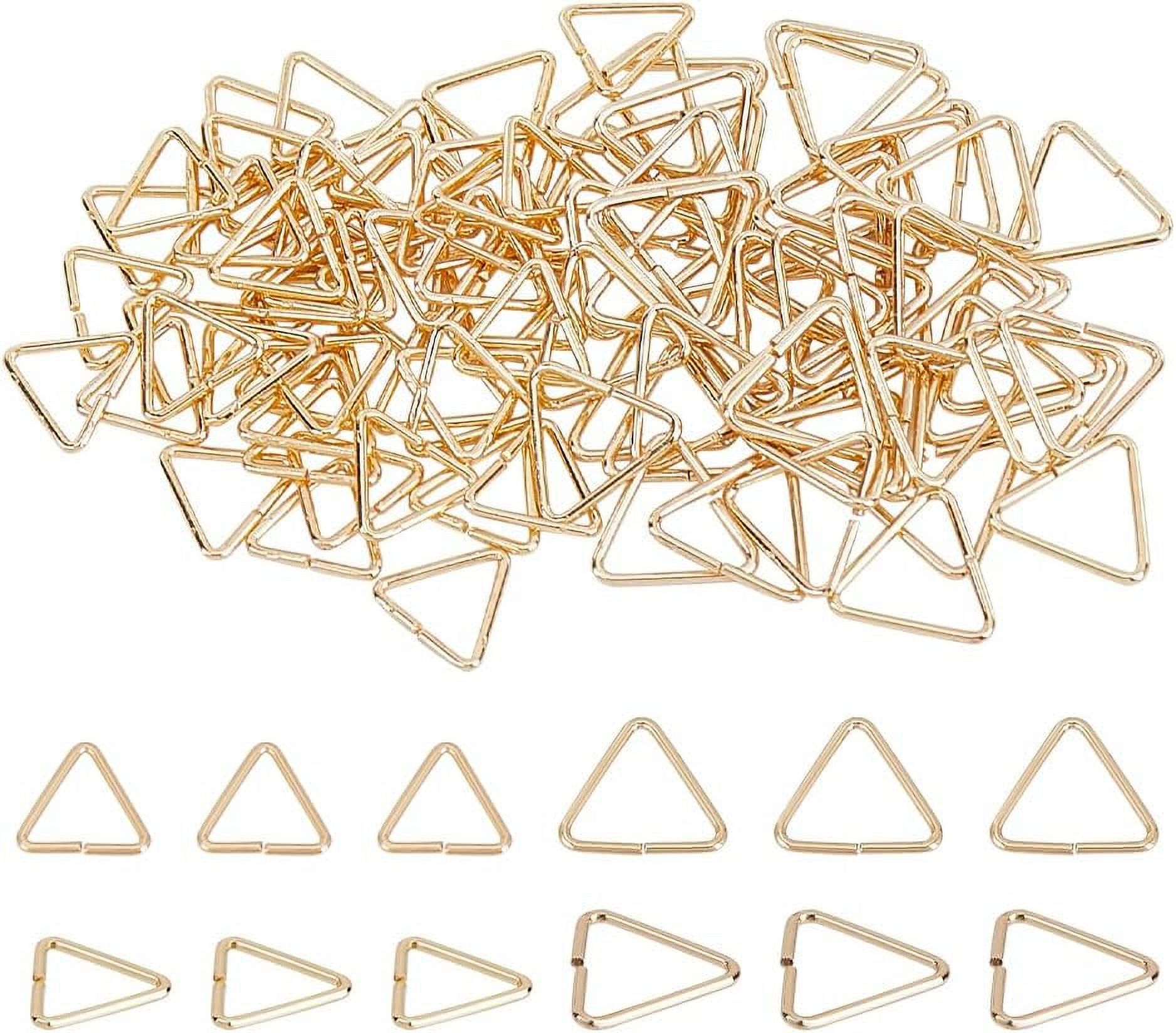 100pcs 14k Gold Triangle Linking Ring Clasps 2 Styles Golden Pinch Clip ...