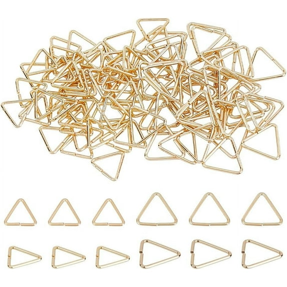 100pcs 14k Gold Triangle Linking Ring Clasps 2 Styles Golden Pinch Clip ...