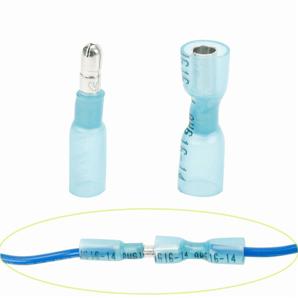 100pcs 16-14 AWG Heat Shrink Bullet Wire Connectors Female Male Crimp ...