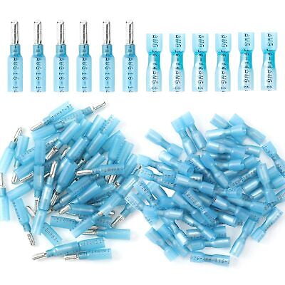100pcs 16-14AWG Blue Heat Shrink Bullet Wire Connectors Female Male ...