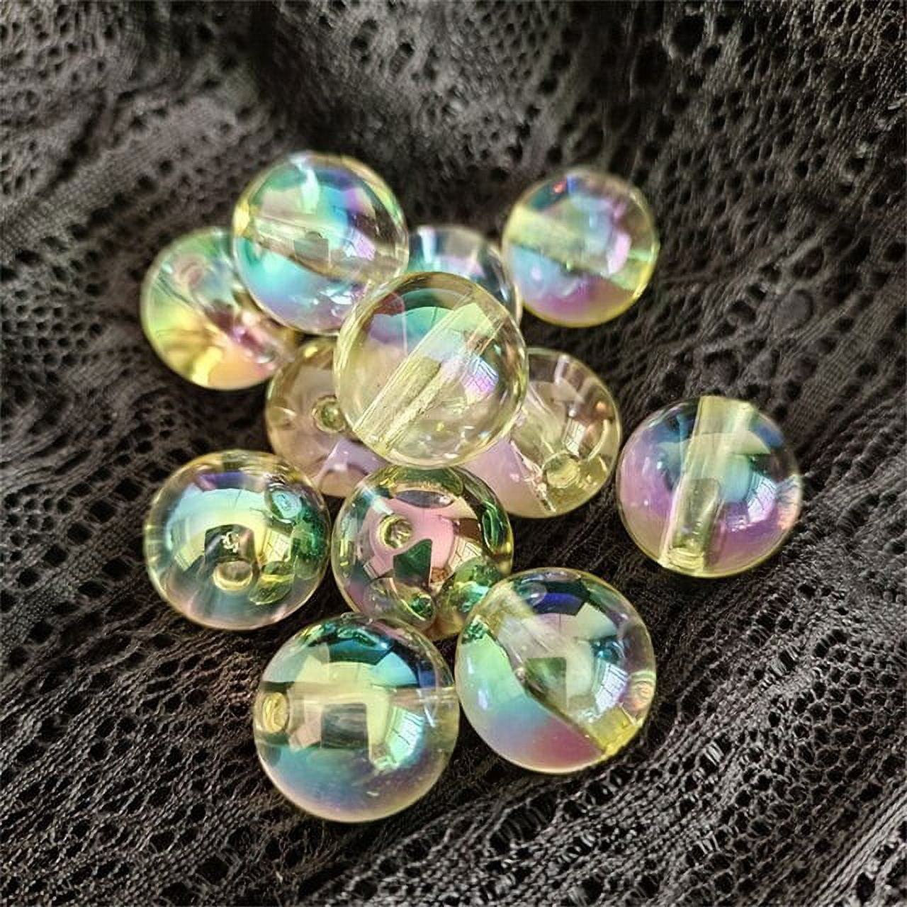 100pcs 16mm Shiny Uv Transparent Colorful Straight Hole Beads Handmade ...