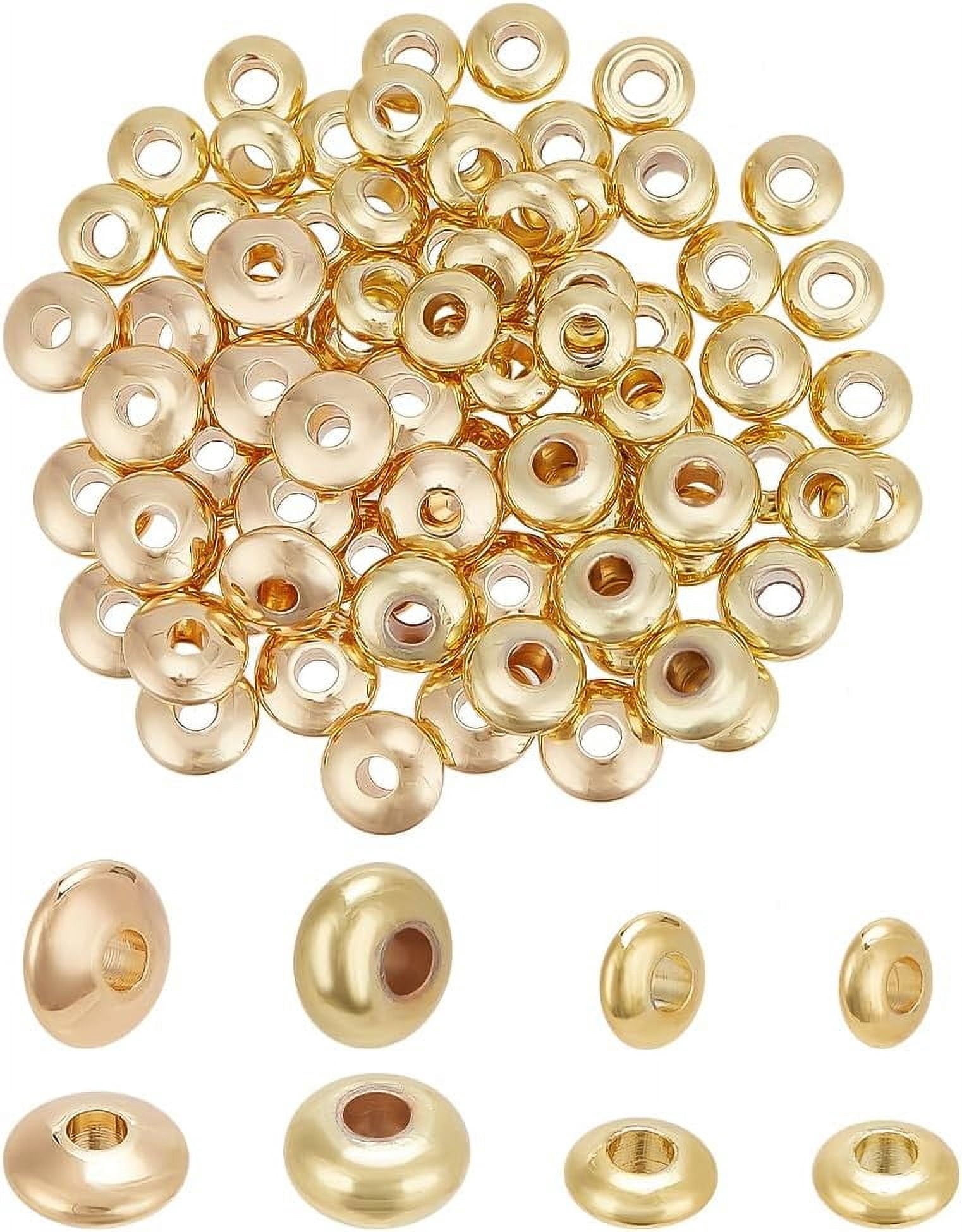 100pcs 18K Gold Spacer Beads 4 Styles Rondelle Beads Long-Lasting Loose ...