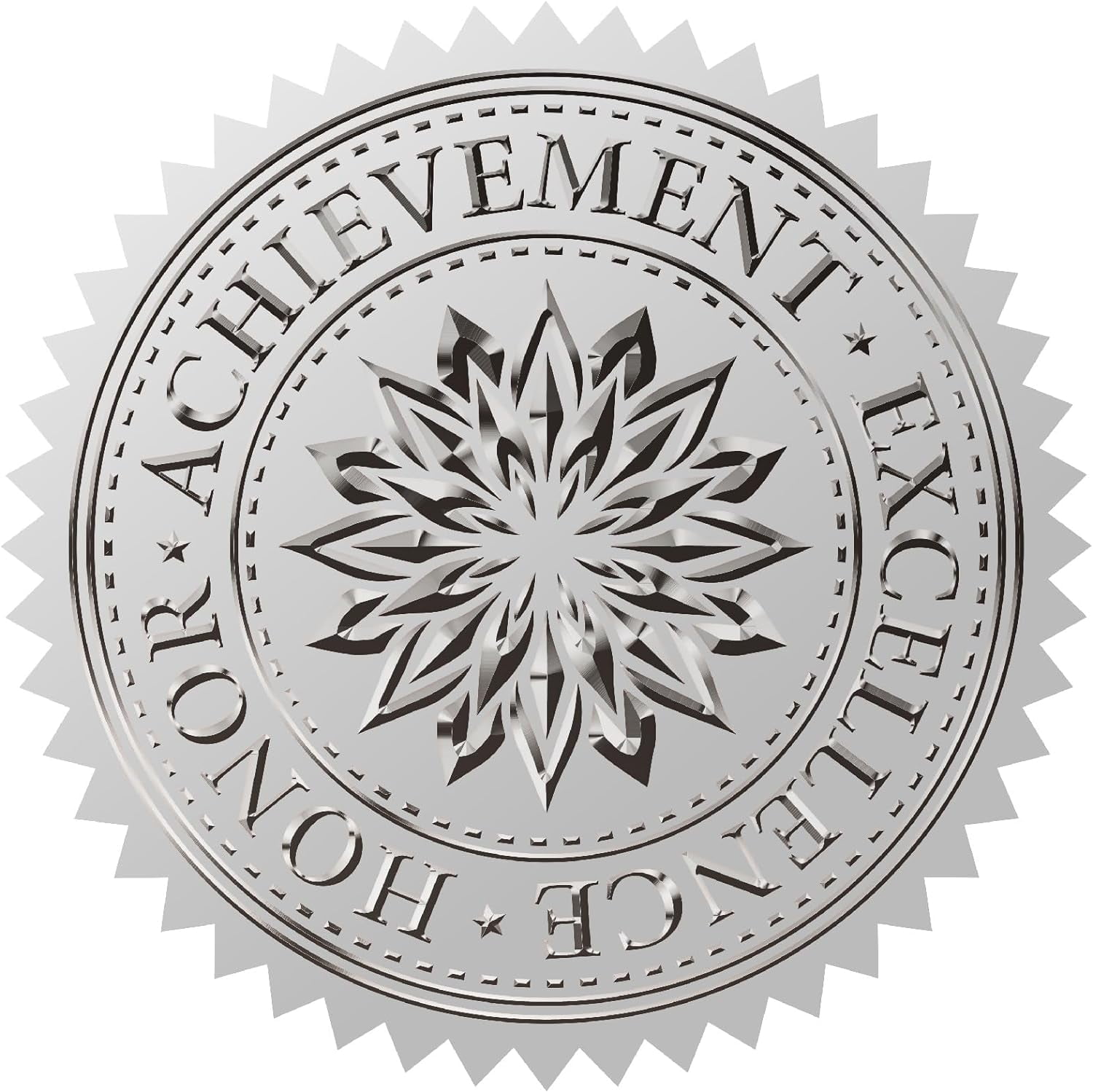 100pcs 2 Inch Floral Silver Foil Stickers Achievement Excellence Honor ...