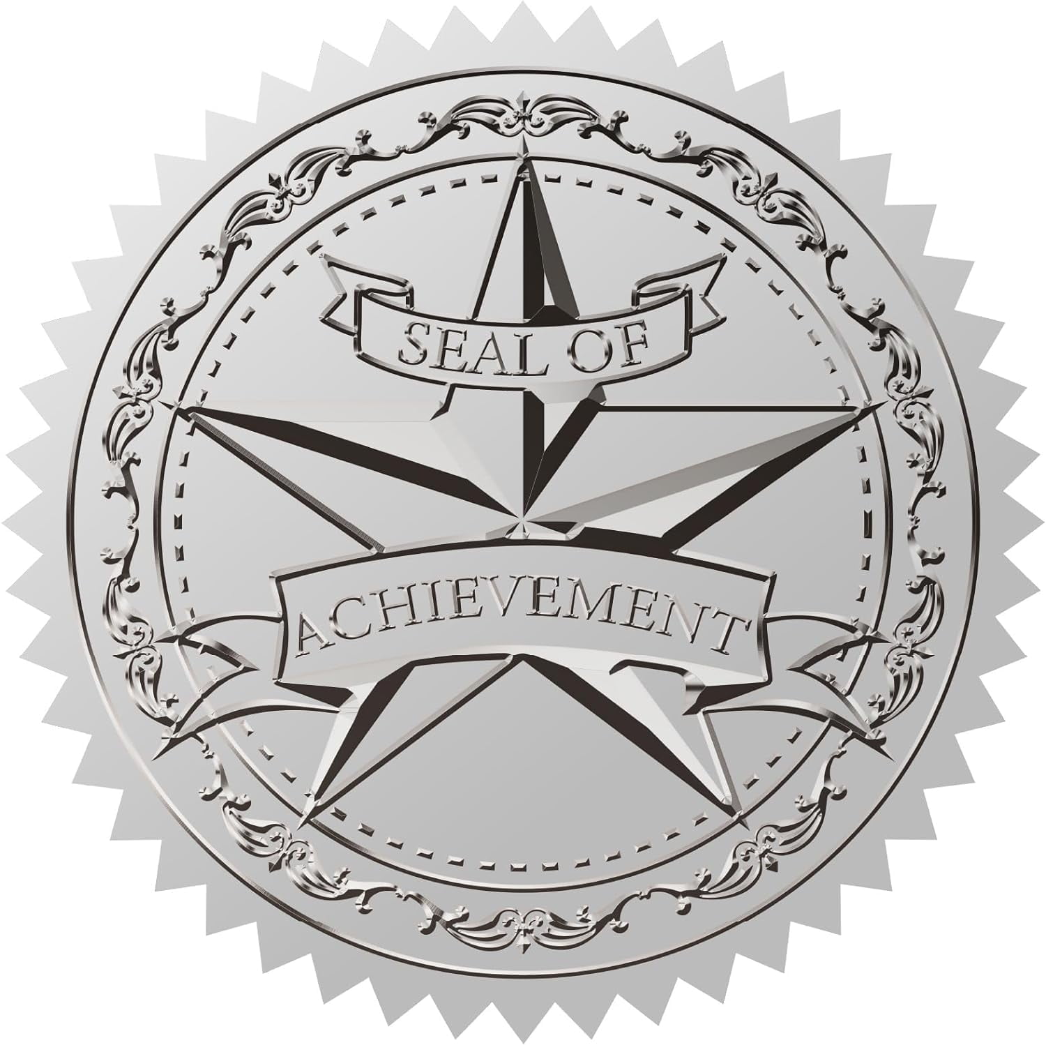 100pcs 2 Inch Star Silver Foil Stickers Seal of Achievement Words ...
