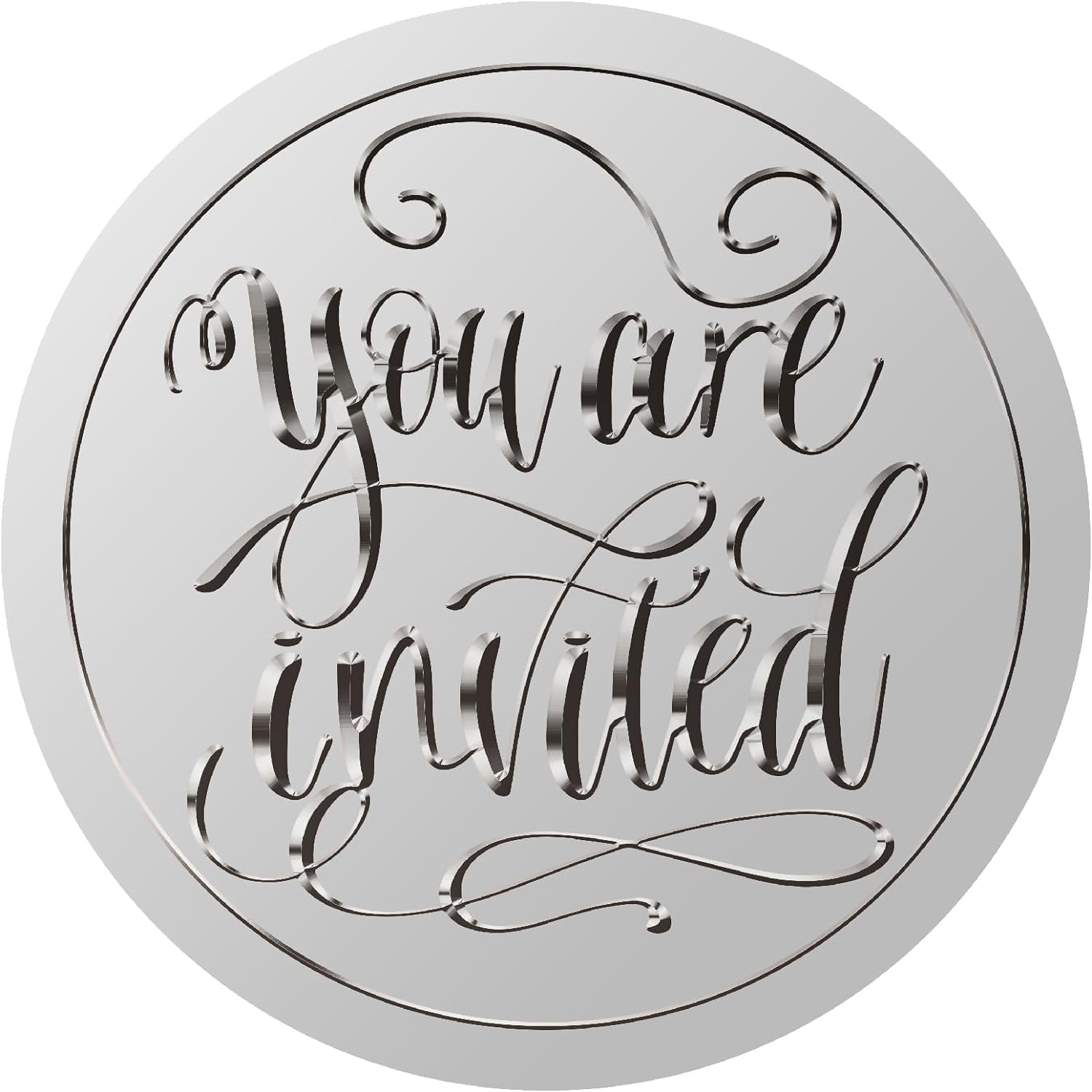 100pcs 2 Inch You are Invited Silver Foil Stickers Words Silver ...