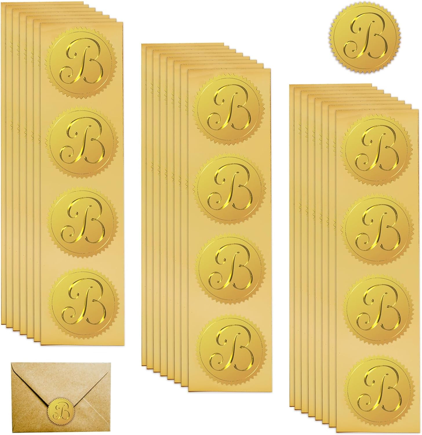 100pcs 2'' Letter Envelope Seal Stickers - Stylized 'B' Design Embossed ...