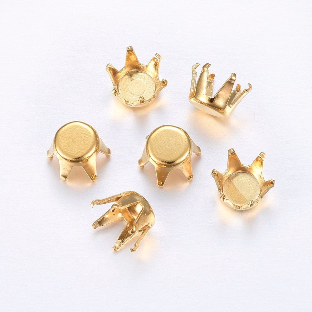 100pcs 201 Stainless Steel Rhinestone Claw Settings Golden 5x4mm Tray ...