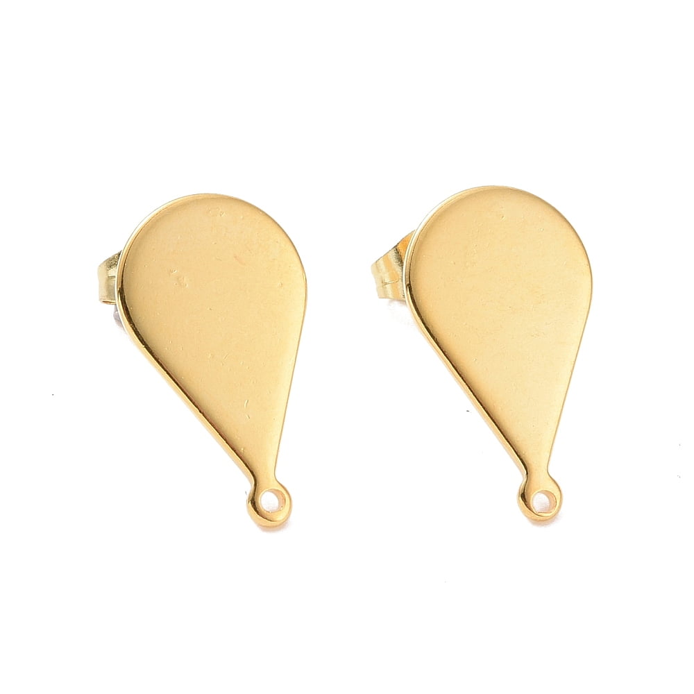 100pcs 201 Stainless Steel Stud Earring Findings with Horizontal Loops ...