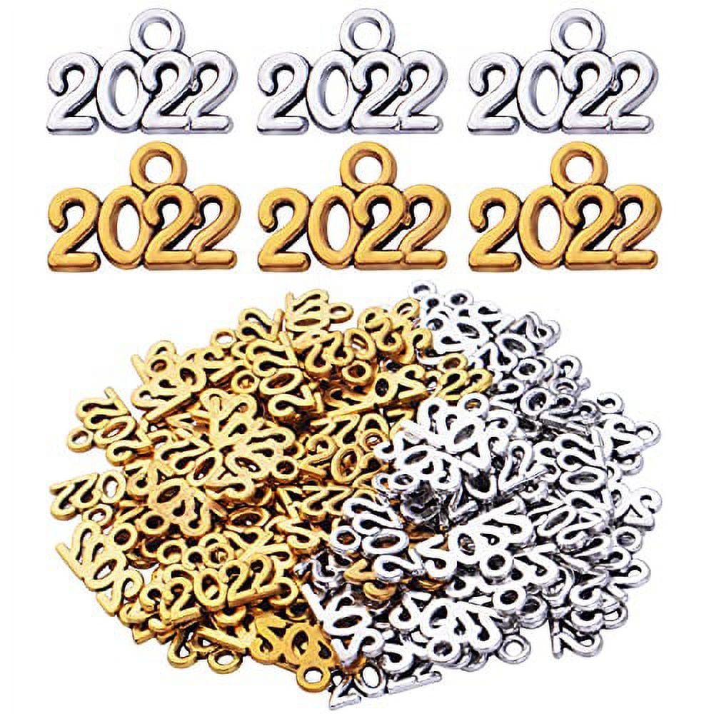 100pcs 2022 Year Charm Pendant Alloy 2022 Year Letter Charms Craft ...