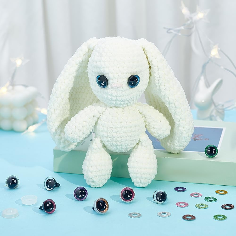 100pcs 20mm 3D Glitter Safety Eyes 10 Colors Crochet Eyes Amigurumi ...