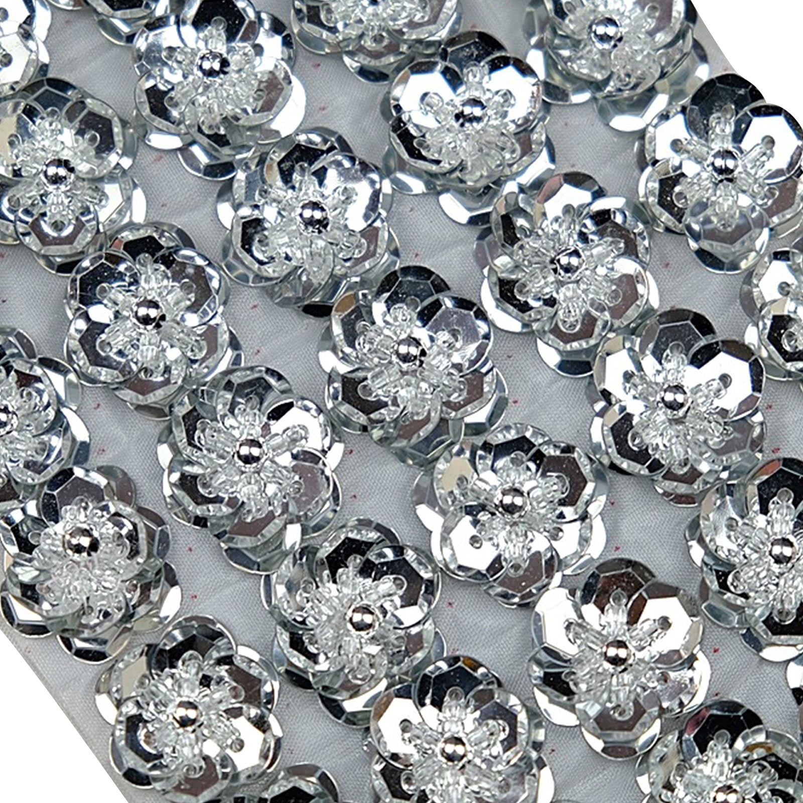 100pcs 2cm Sequin Flowers Handmade Sewing Flat Back Patches DIY Wedding ...