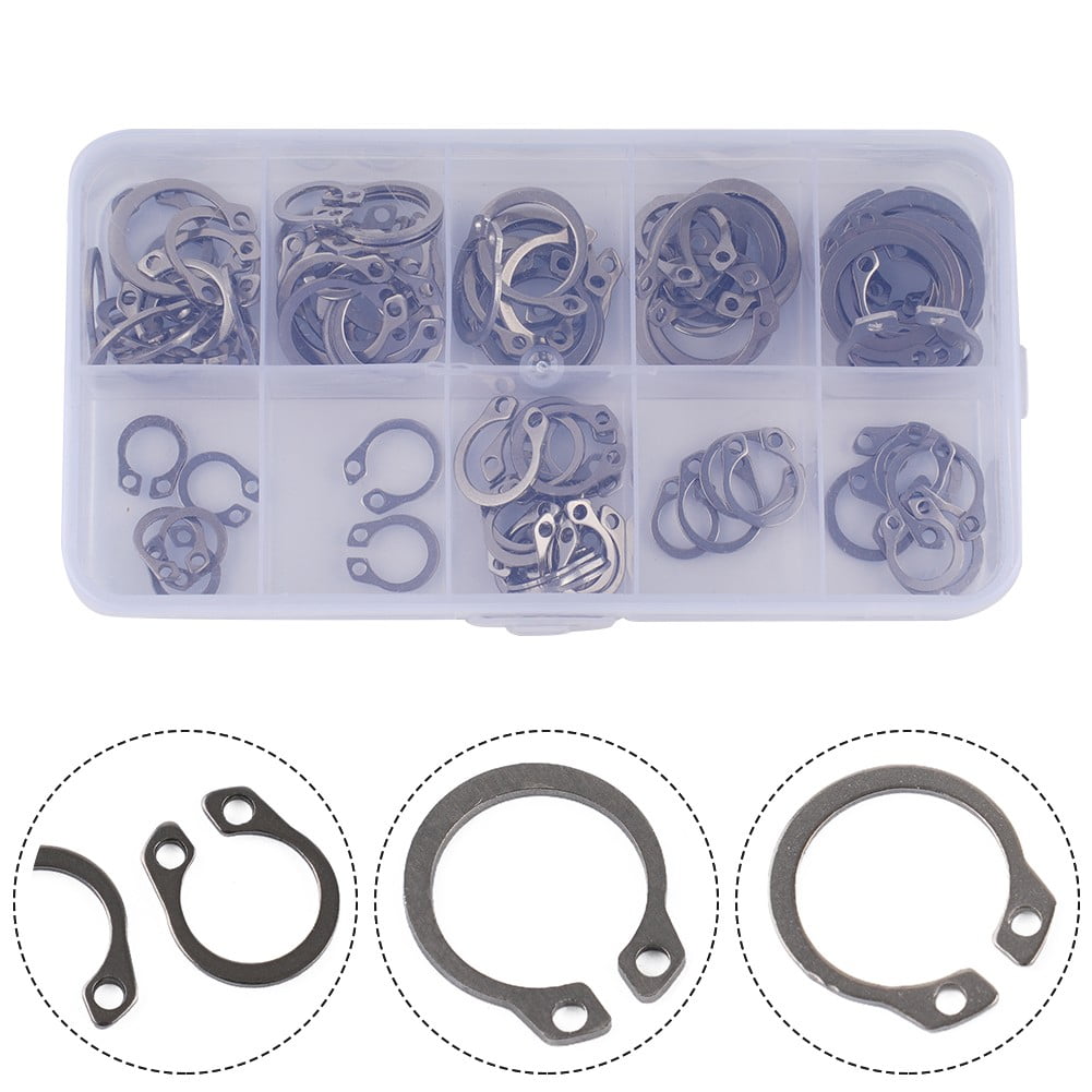 100pcs 304 Stainless Steel External Circlip Retaining Ring Assortment 8-18mm Set Carbon Steel ...