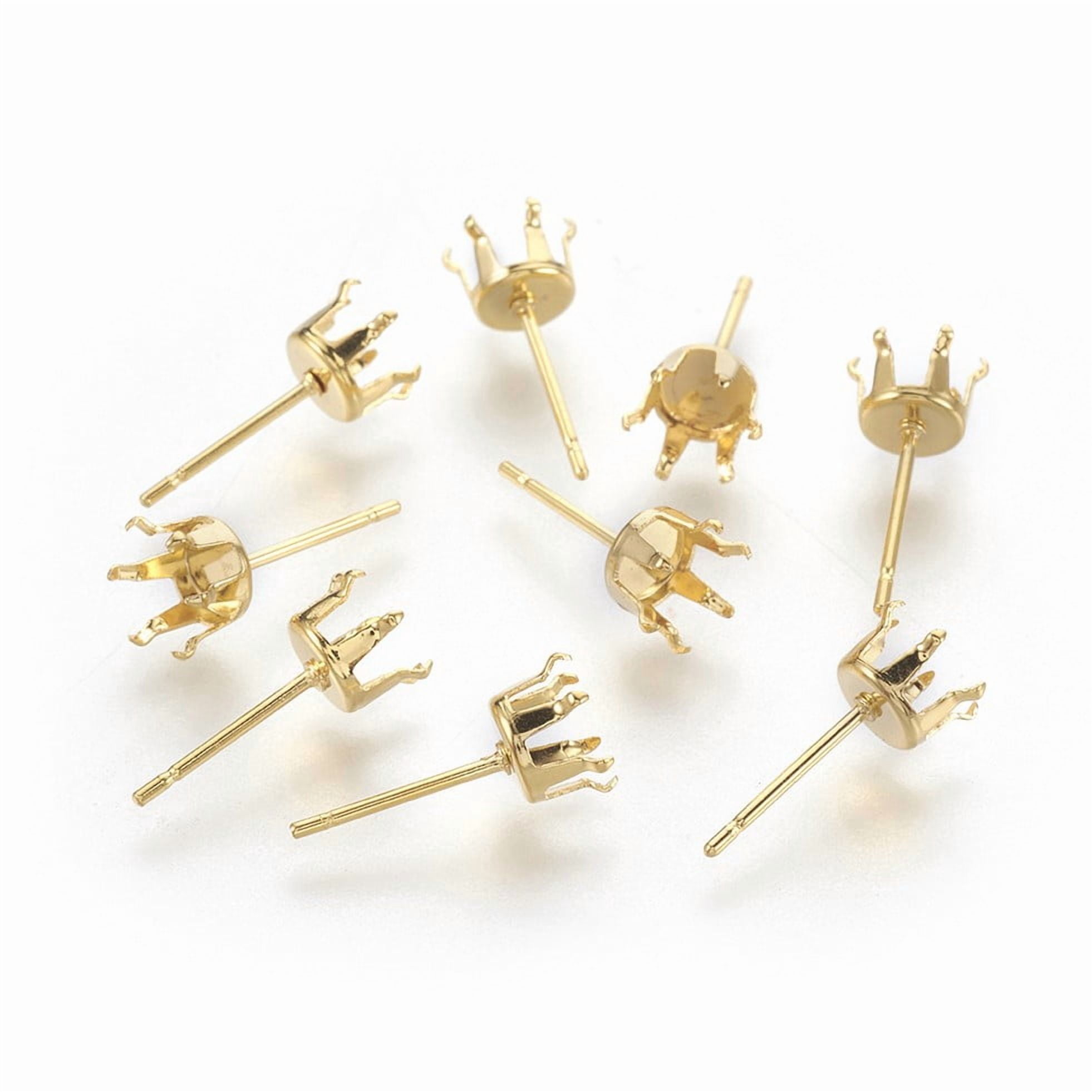 100pcs 304 Stainless Steel Stud Earring Findings Golden 14.5x4x3mm ...