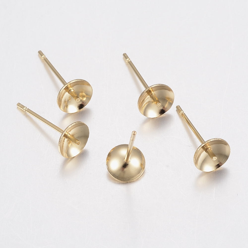 100pcs 304 Stainless Steel Stud Earring Findings golden 14x6mm Pin: 0.8mm - Walmart.com