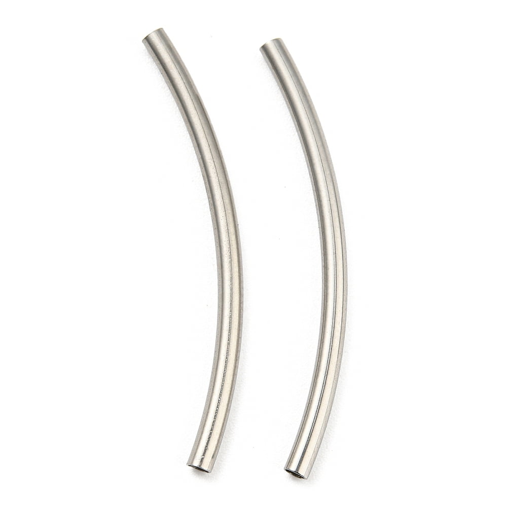100pcs 304 Stainless Steel Tube Beads Curved Tube Stainless Steel Color ...