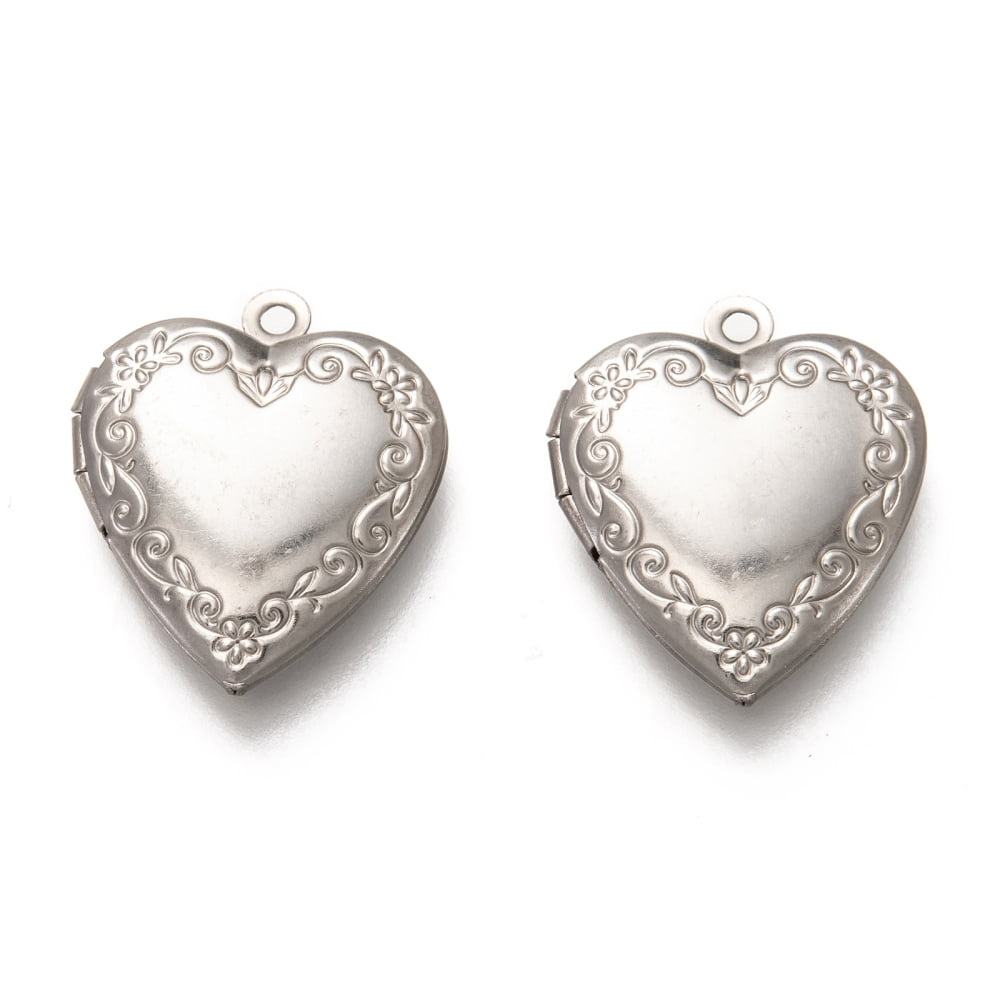 100pcs 316 Stainless Steel Locket Pendants Photo Frame Charms Heart ...