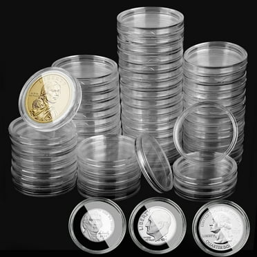 CELECTIGO 38mm Coin Holder Capsules, Clear Round Plastic Coin Container ...