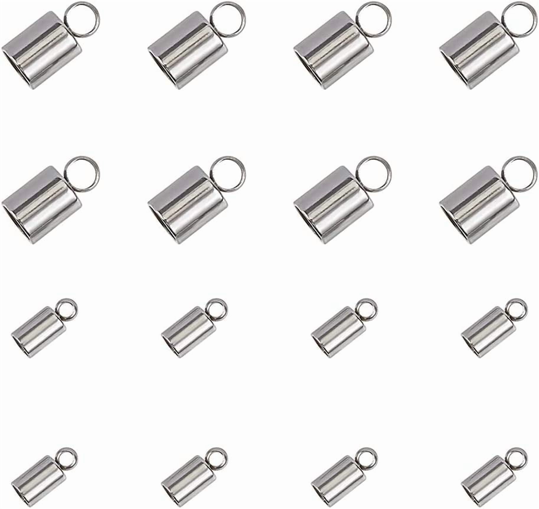 100pcs 3mm/4mm Barrel Cord Ends 304 Stainless Steel End Caps Leather ...
