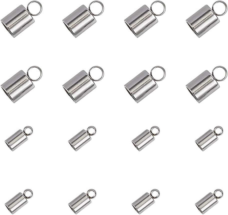 100pcs 3mm/4mm Barrel Cord Ends 304 Stainless Steel End Caps Leather ...