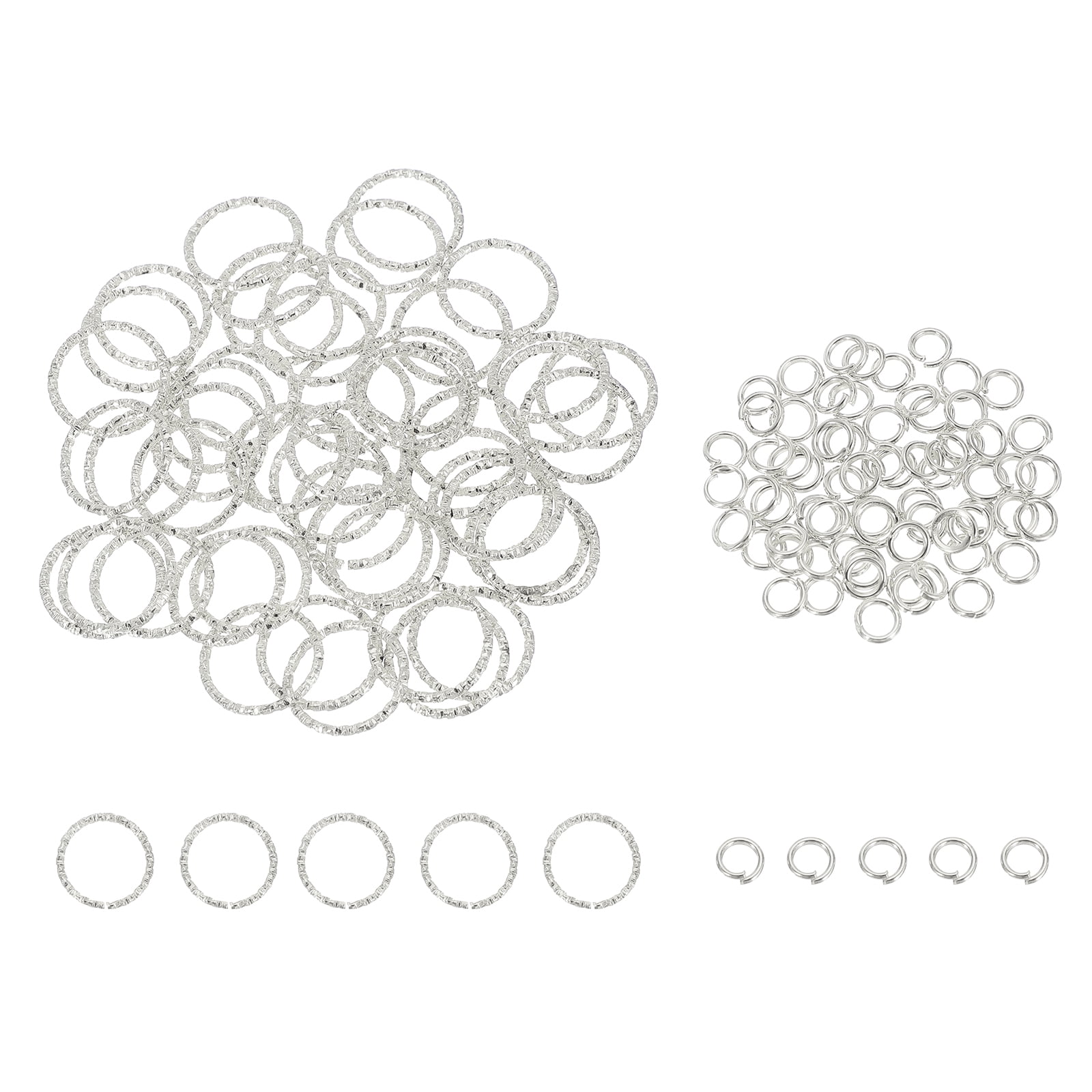 100pcs 4mm Open Jump Rings and 20mm Embossed Jump Ring Kit, Closed O ...