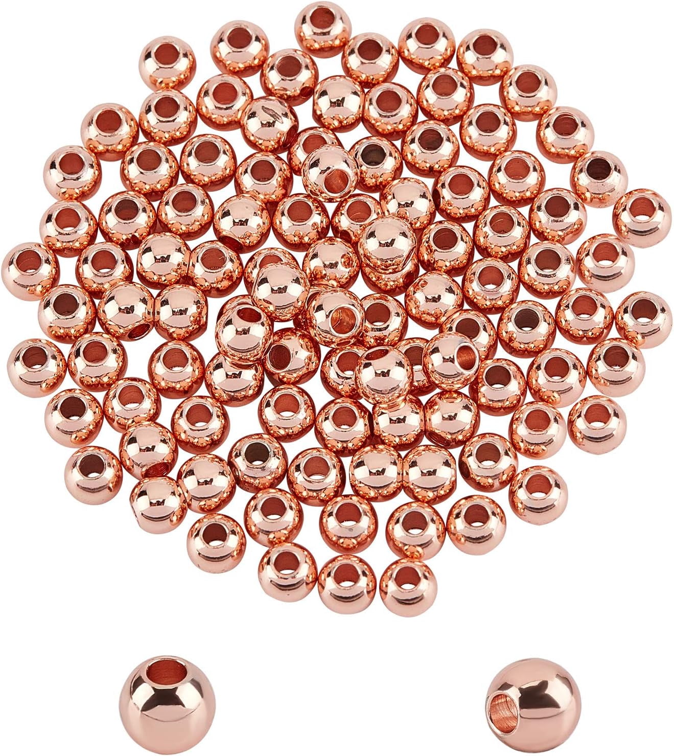 100pcs 4mm Rose Gold Rondelle Beads Environmental Brass Beads Spacer ...