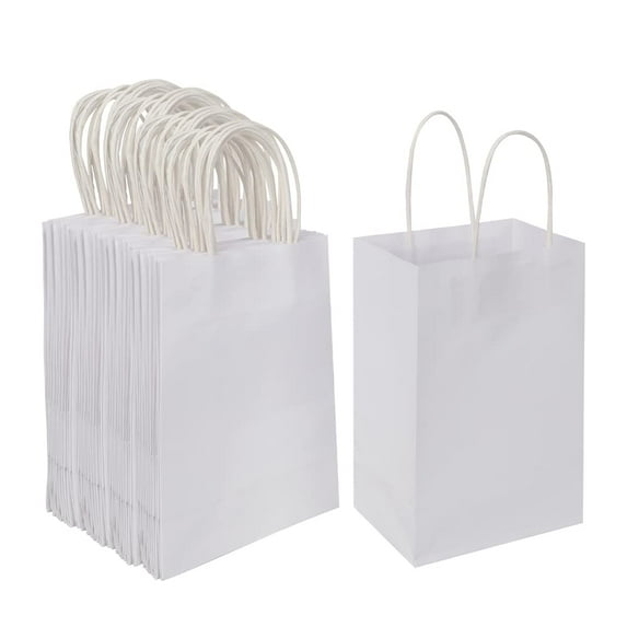 100pcs Small Kraft Paper Gift Bags with Handles, 5.25x3.25x8.25 Inch ...