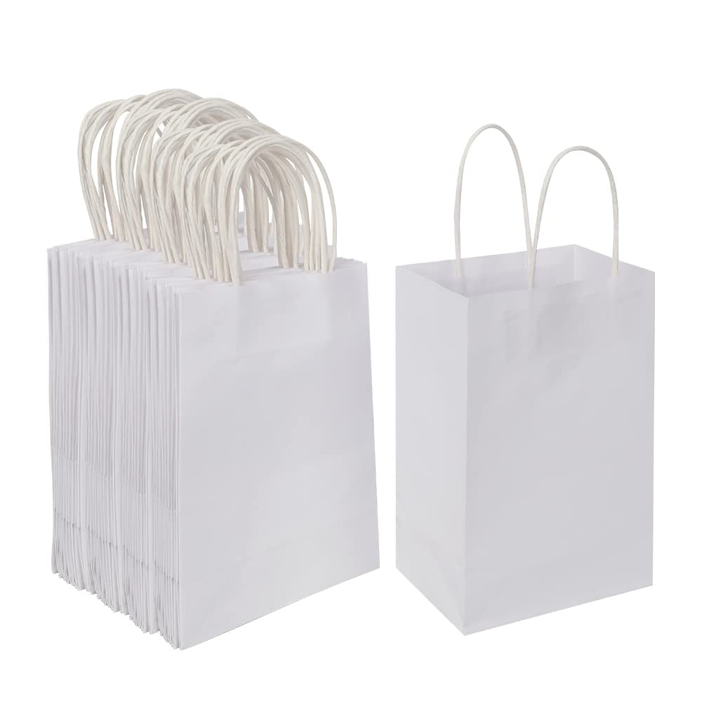 100pcs Small Kraft Paper Gift Bags with Handles, 5.25x3.25x8 100pcs Small Kraft Paper Gift Bags with Handles, 5.25x3.25x8