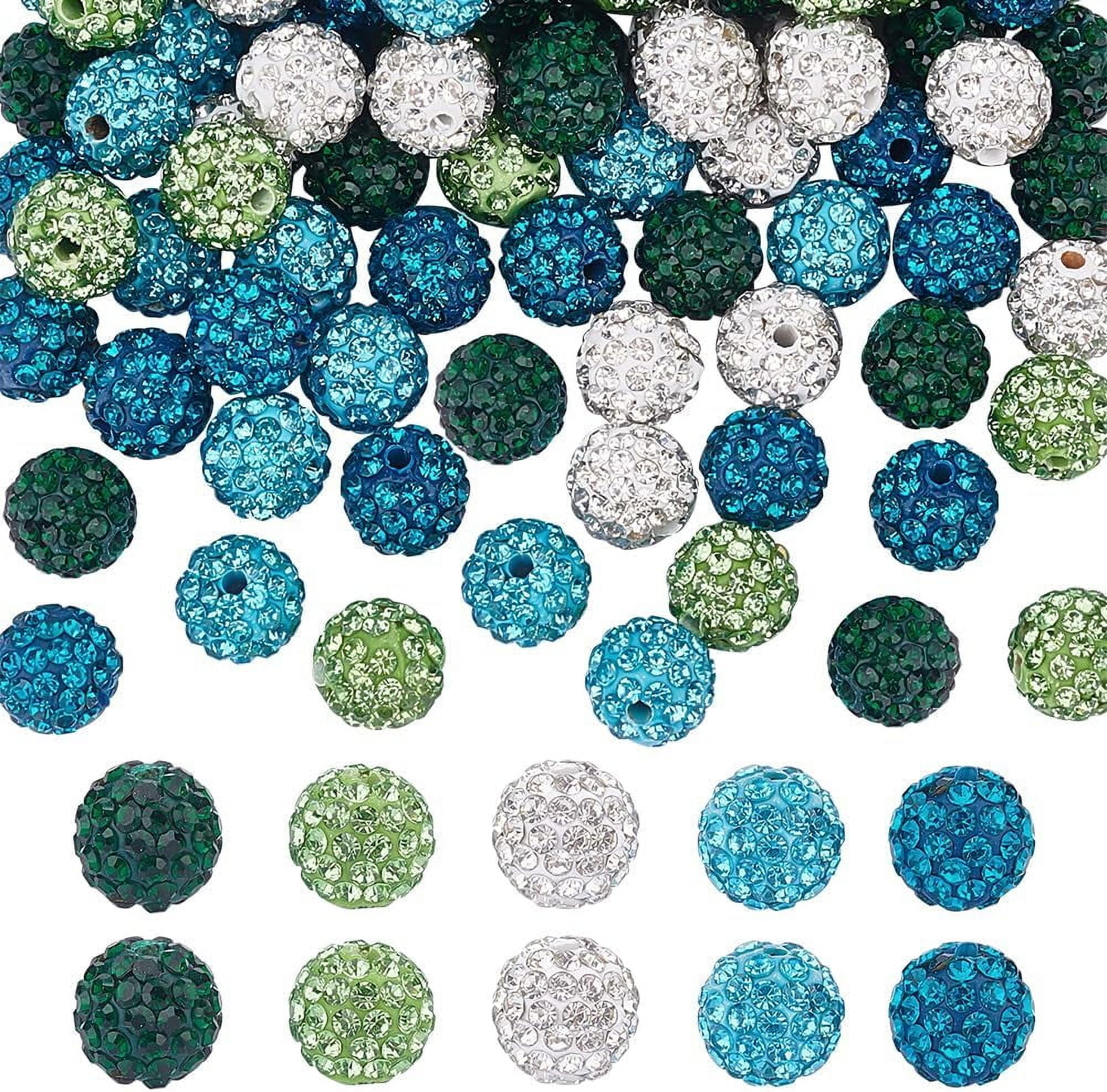 100pcs 5 Colors 10mm Rhinestone Beads Green White Clay Beads Polymer ...