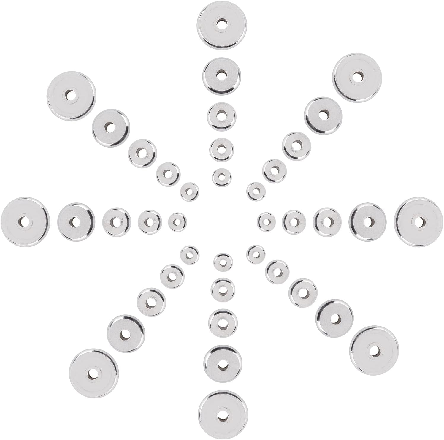 100pcs 5 Sizes 4/5/6/8/10mm Disc Spacer Beads Stainless Steel Loose ...