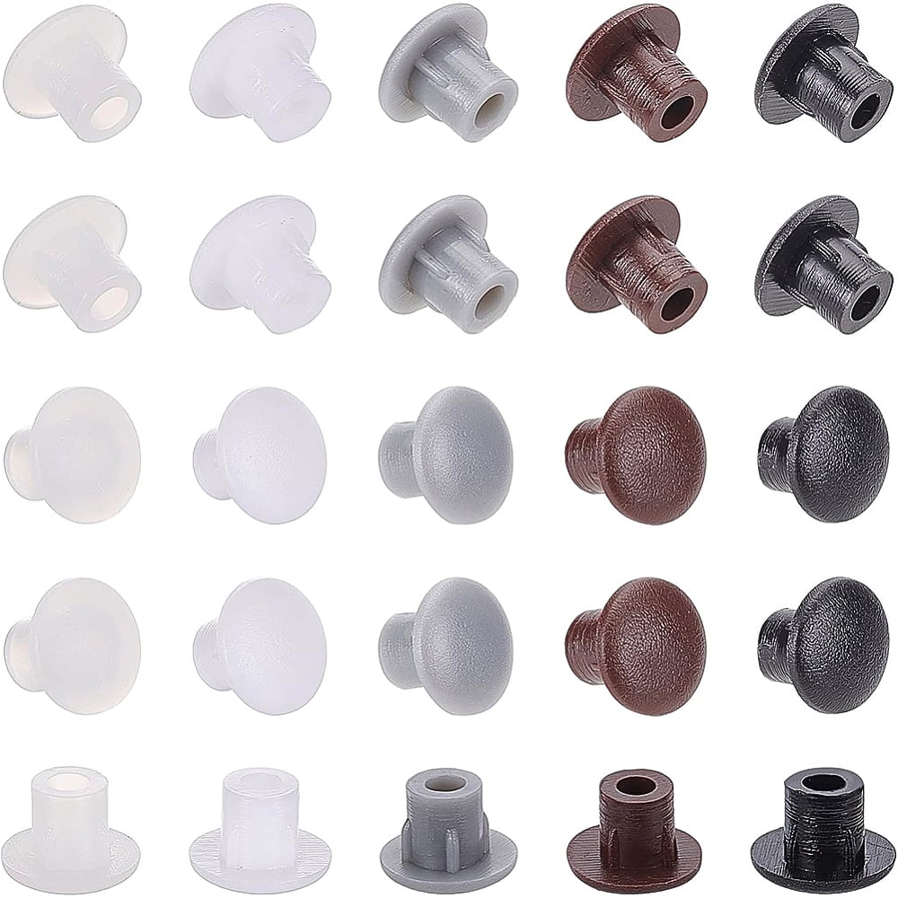 100pcs 5 colors Plastic Tapped Hole Plugs Screw Cover Caps Furniture ...
