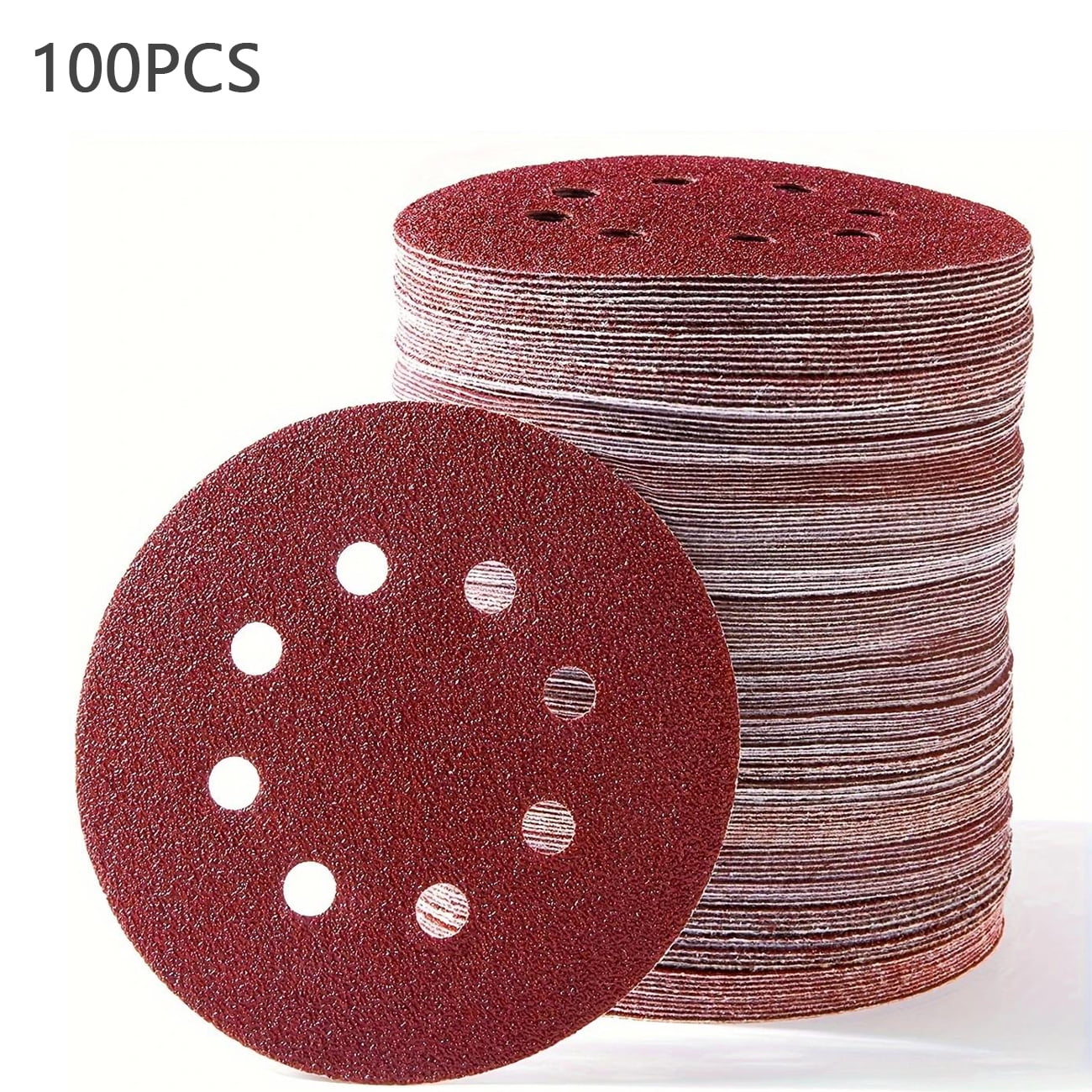 100pcs 5-inch 8-Hole Discs Sandpaper, Hook and Loop Sandpaper for ...