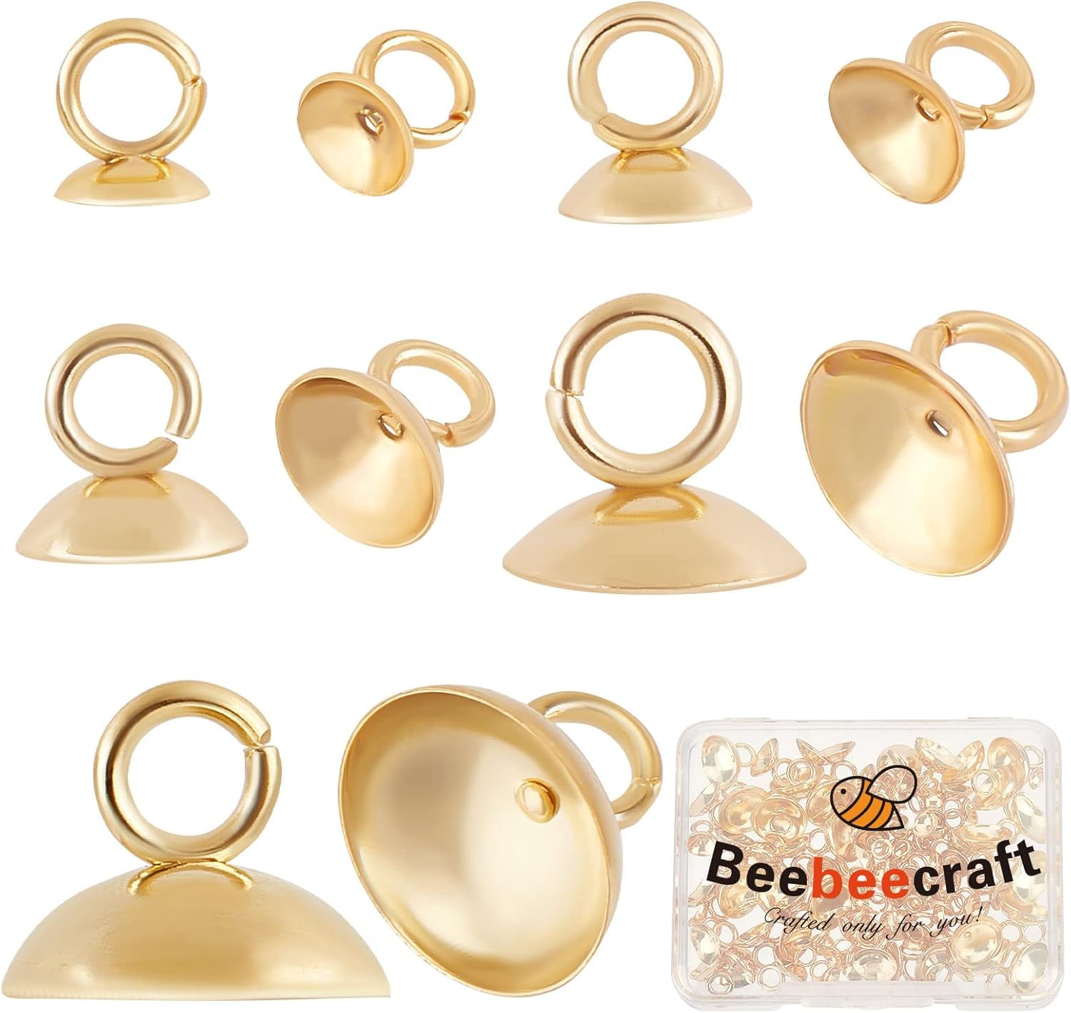 100pcs 5 style 304 Stainless Steel Bead Cap Pendant Bails for Globe ...