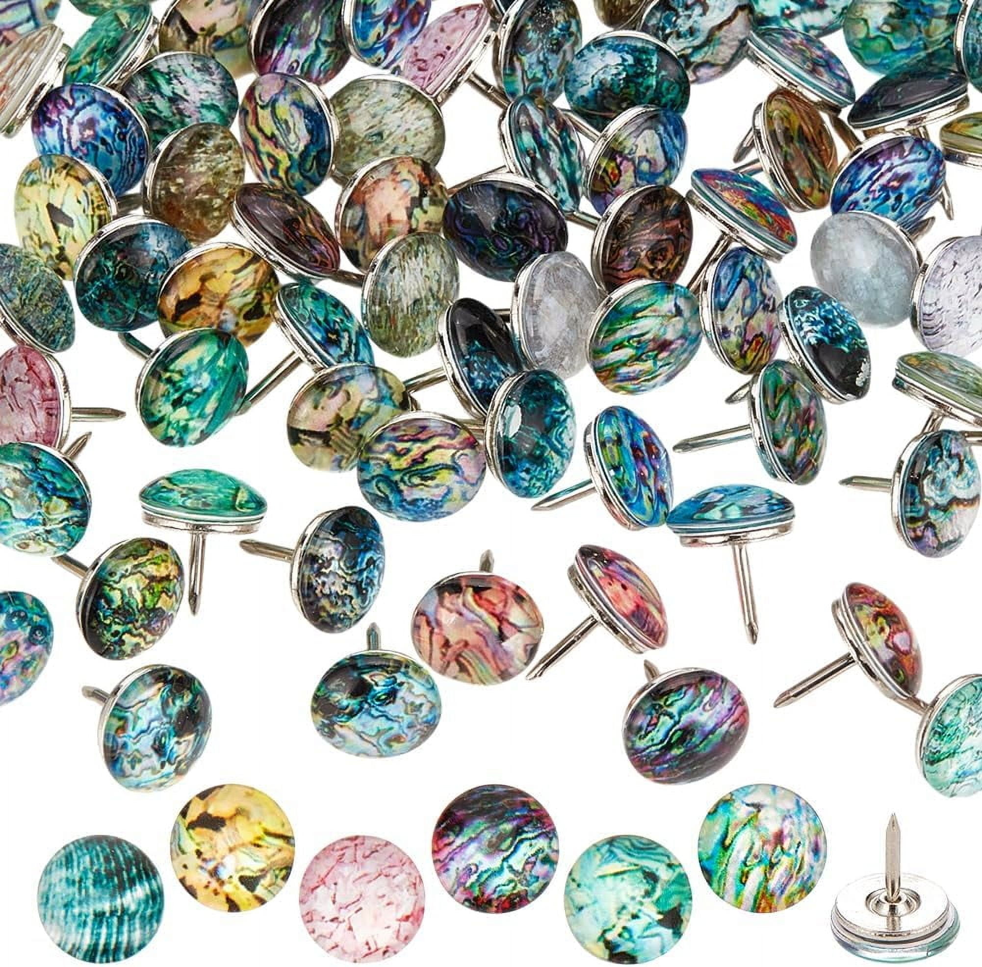 100pcs 50 Styles Abstract Shell Thumb Tacks Decorative Push Pins Half ...