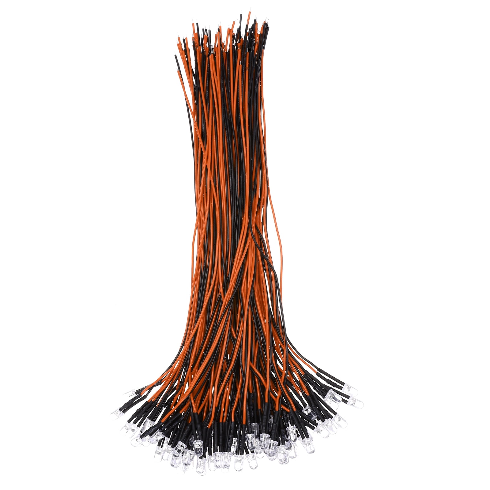 100pcs 5mm LED Diode Lights, Orange Light DC 12V Pre-Wired Small Emitting LED Light High ...