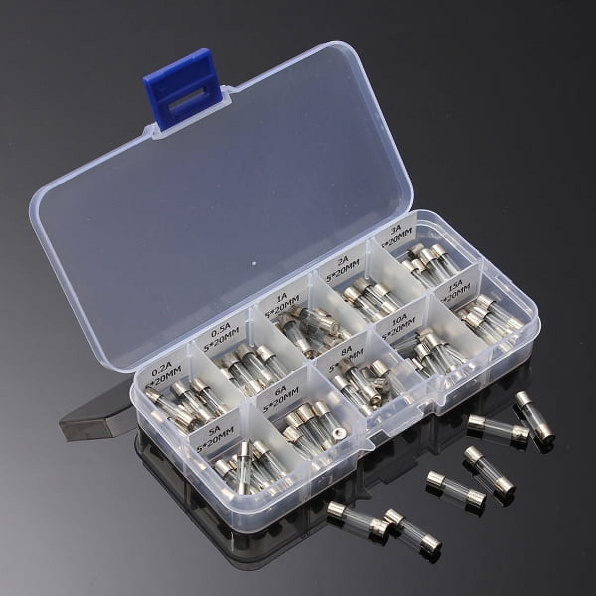 100pcs 5x20mm Fast-blow Glass Fuses Quick Blow Car Glass Tube Fuses Assorted Kit Amp 0.2A 0.5A ...