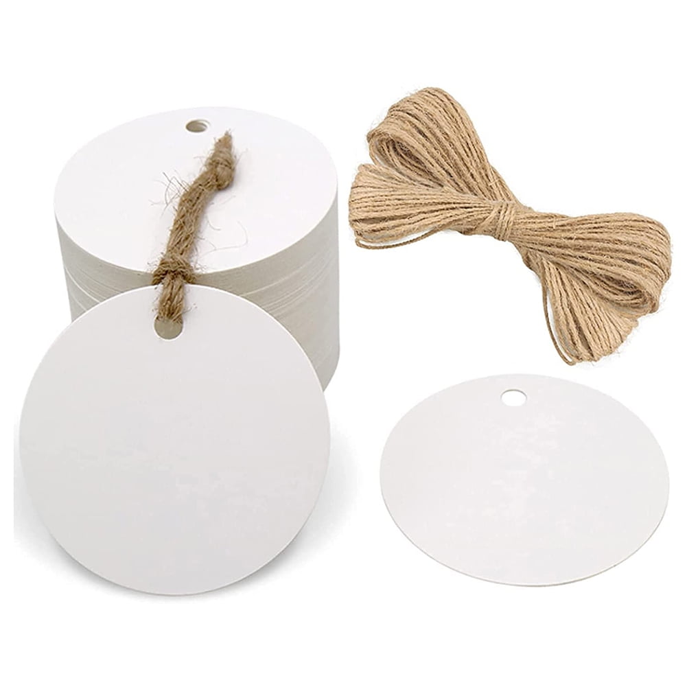 100pcs 6cm Round Kraft Tags Universal Diy Blank Tags With 20m Jute ...