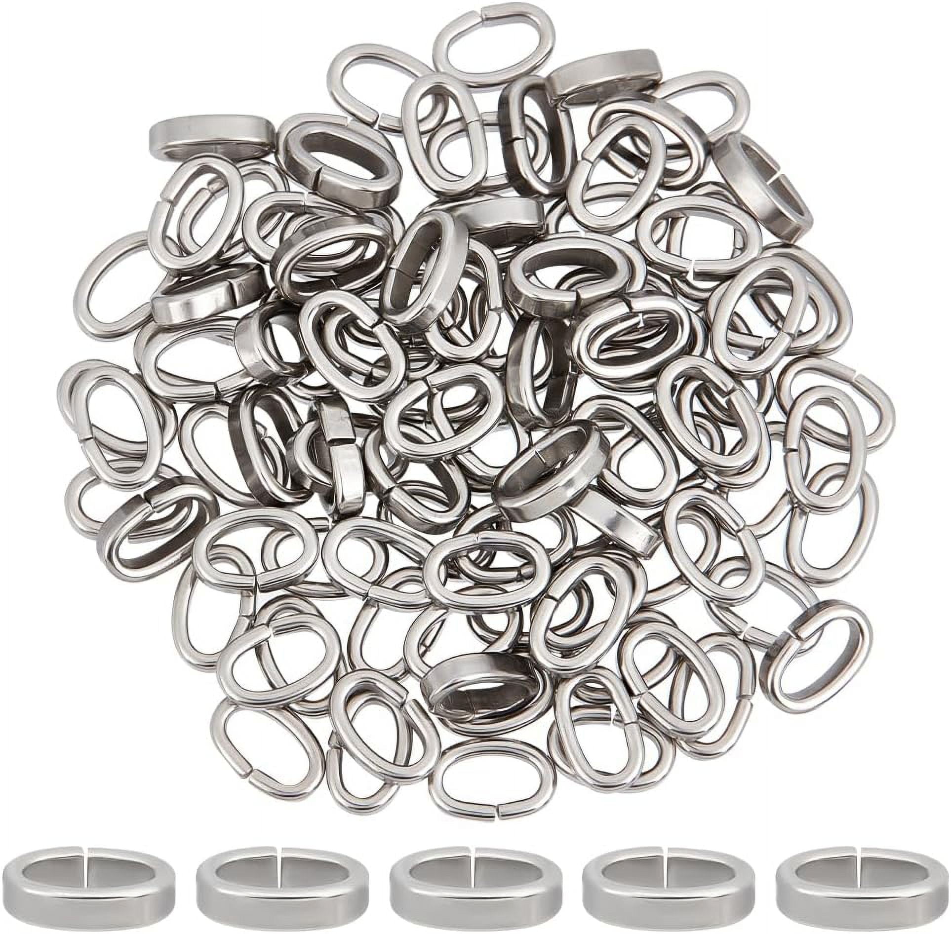 100pcs 6x10mm Stainless Steel Oval Rectangle Slide Charms Large Hole ...