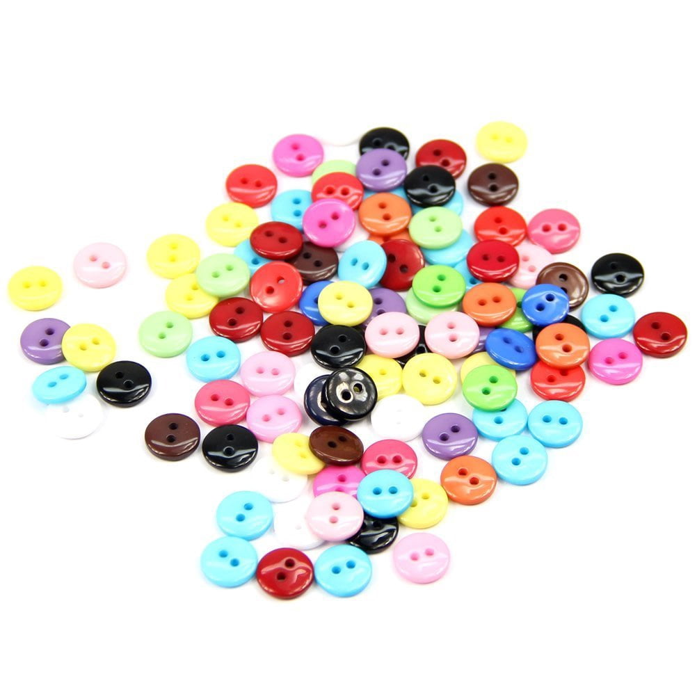 100pcs 8mm Mixed Color Round Shape Resin Buttons Sewing Accessories ...