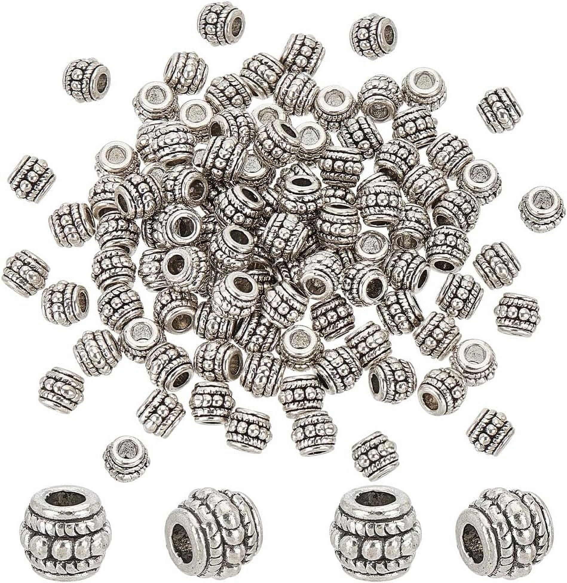 100pcs 8mm Tibetan Spacer Beads Barrel Spacers Beads Antique Silver ...