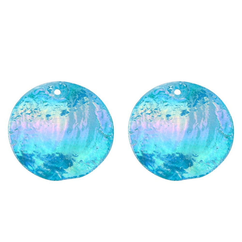 100pcs AB color Plated Capiz Shell Pendants Dyed Flat Round Light Sea ...