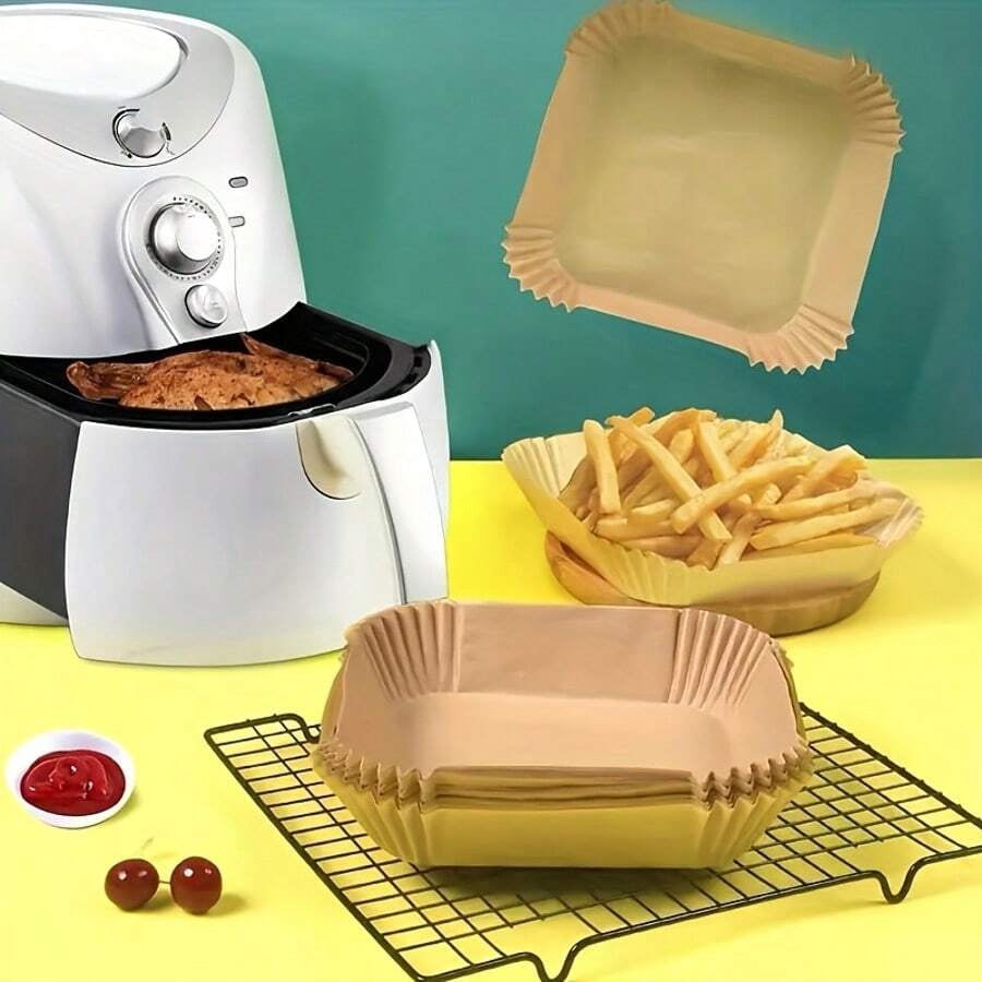 100pcs Air Fryer Liners - Stop The Mess With Non-Stick Parchment Sheets ...