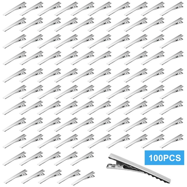 EEEkit 100pcs Alligator Hair Clips for Styling, Silver Metal Hair ...