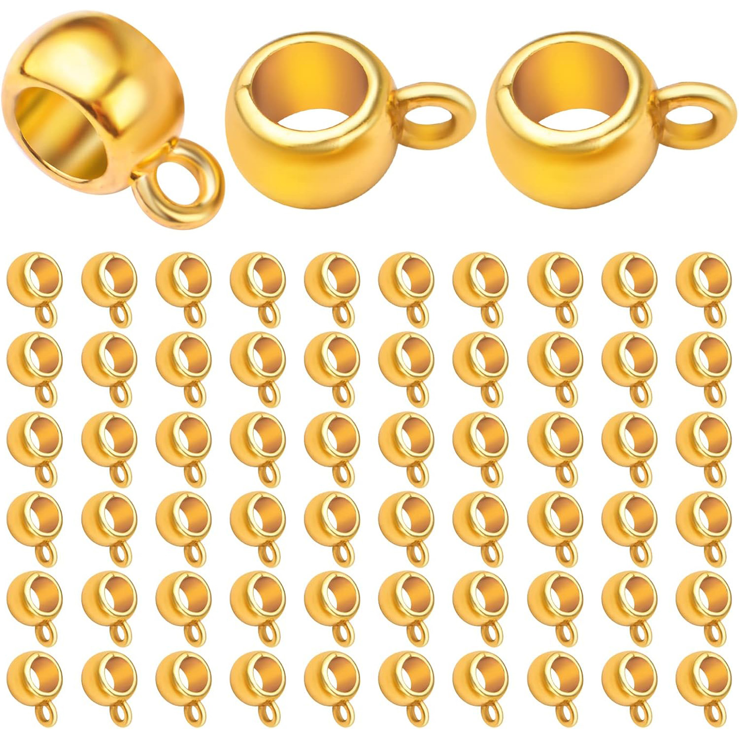 100pcs Alloy Bail Tube Beads Spacer Beads Hanger Charm Connectors ...