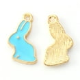 100pcs Alloy Enamel Pendants Rabbit Light golden Cyan 17x11x1.5mm Hole ...