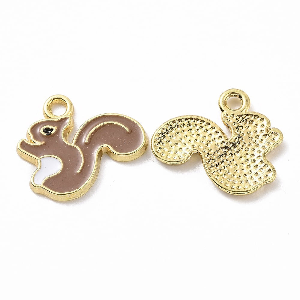 100pcs Alloy Enamel Pendants Squirrel Charm Golden Camel 16x18x1.5mm ...
