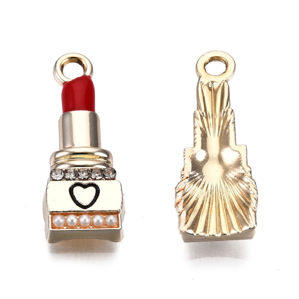 100pcs Alloy Rhinestone Pendants with Enamel and Plastic Imitation ...