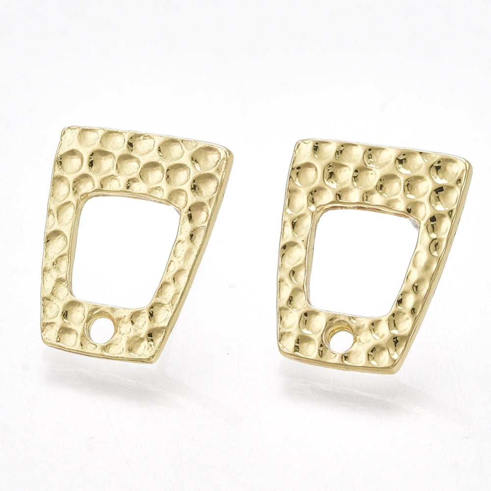 100pcs Alloy Stud Earring Findings with Loop and Steel Pins Trapezoid ...